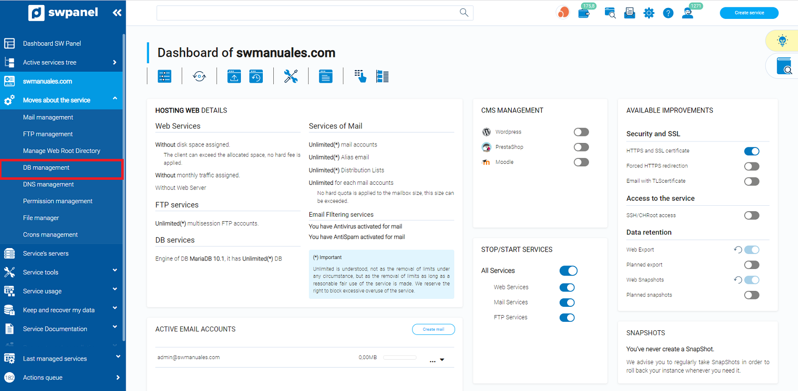 How To Access PhpMyAdmin From SWPanel Manuals And Tutorials SW Panel